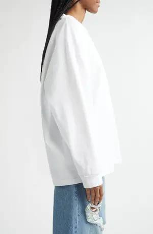 AREA Crystal Knot Long Sleeve T-shirt - White