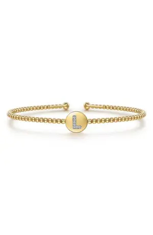 Gabriel & Co. Diamond Initial Cuff Bracelet In 14k - Gold