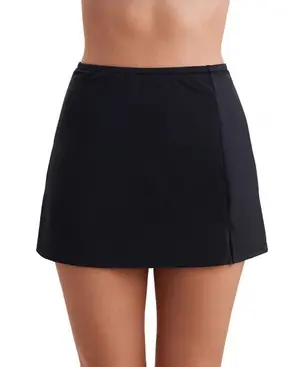 SHAPESOLVER Side Slit Swim Skirt - Black