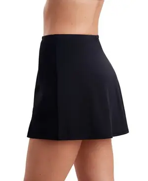 SHAPESOLVER Side Slit Swim Skirt - Black