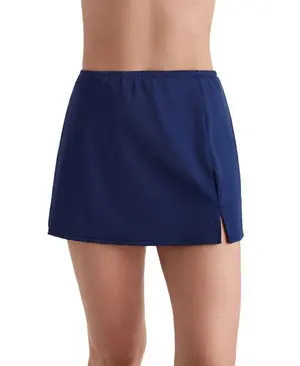 SHAPESOLVER Side Slit Swim Skirt Navy Blue