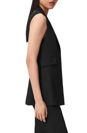 ALLSAINTS Astra Longline Waistcoat - Black