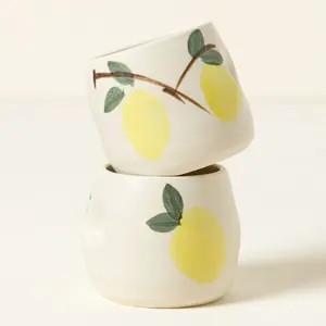 UNCOMMON GOODS Hand-painted Ceramic Limoncello Cupsset Of 2