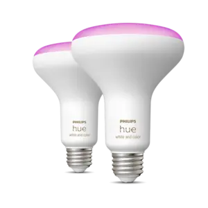 PHILIPS HUE White Color Ambiance Br30 E26 Smart Light Bulbs 2-pack