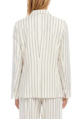 Karen Kane Stripe Linen Blend Blazer - Cream