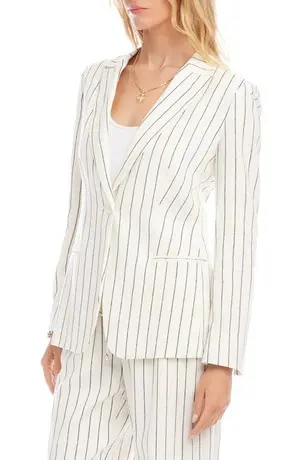 Karen Kane Stripe Linen Blend Blazer - Cream