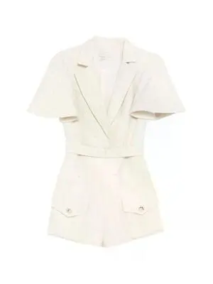 SAIID KOBEISY Tweed Short Jumpsuit - Neutrals
