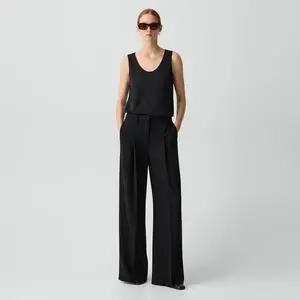 Theory Pleated Wide-leg Pant - Black