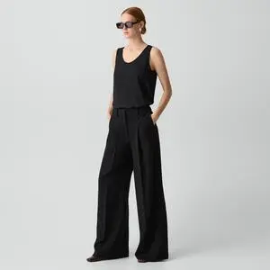 Theory Pleated Wide-leg Pant - Black