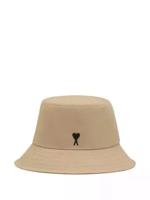 AMI Paris De Coeur Logo Embroidered Bucket Hat - Neutrals