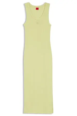 Hugo Jersey Midi Tank Dress With Logo - Light Yellow