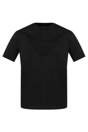 Emporio Armani T-shirt With A Logo And A Velvet Finish - Black