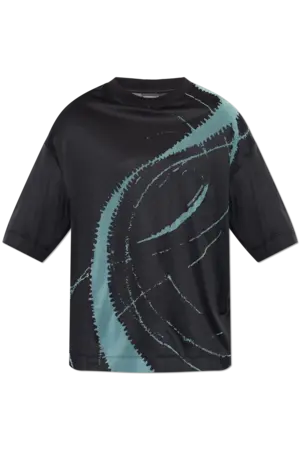 Emporio Armani T-shirt With A Velvet-finish Print - Black