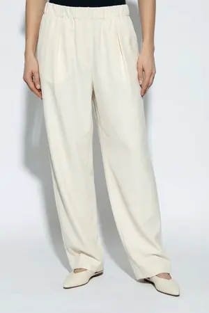 JIL SANDER Wool Wide-leg Trousers - Cream