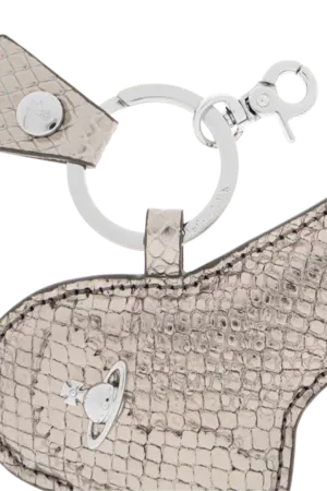 VIVIENNE WESTWOOD Leather Keyring - Silver