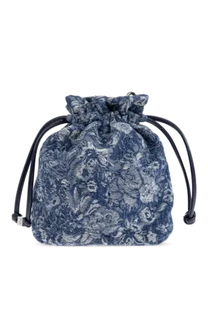 GANNI Denim Pouch With Floral Motif - Blue