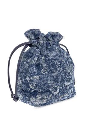 GANNI Denim Pouch With Floral Motif - Blue