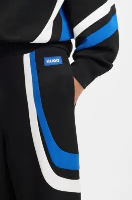 Hugo Stretch-cotton Tracksuit Bottoms With Colourful Panelling