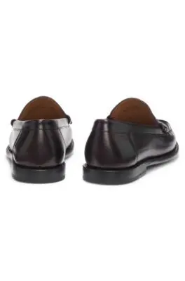 BOSS Leather Penny Loafers - Dark Red
