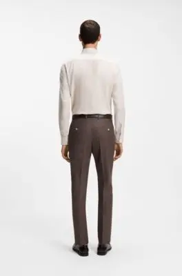 BOSS Slim-fit Shirt In Linen-blend Twill - Light Beige