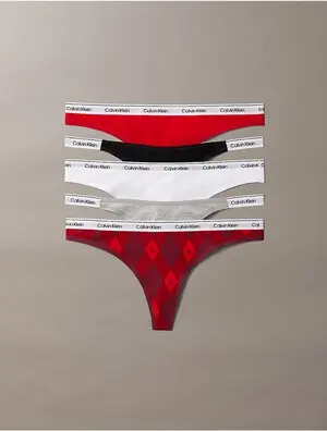 Calvin Klein Calvin Klein Icon Logo 5-pack Mixed Thong Established Red Multi
