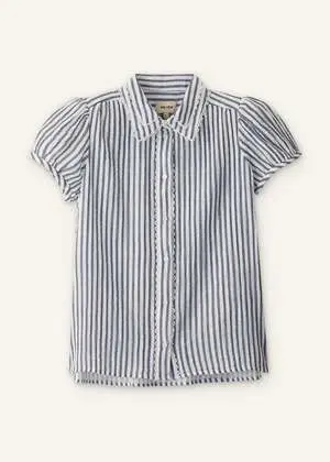 ME+EM Cheesecloth Stripe Cap-sleeve Blouse