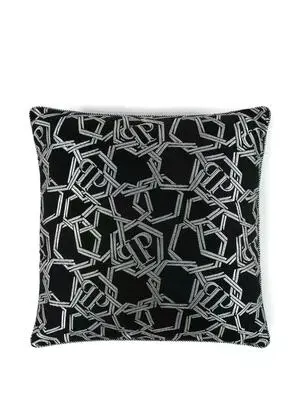 Philipp Plein Logo-chain Square Cushion - Black