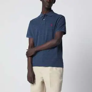 Polo Ralph Lauren Navy Mélange Cotton Custom Slim-fit Polo Shirt - Blue