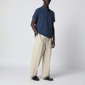 Polo Ralph Lauren Navy Mélange Cotton Custom Slim-fit Polo Shirt - Blue
