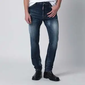 Dsquared2 Washed Stretch Cotton Denim Jeans - Blue