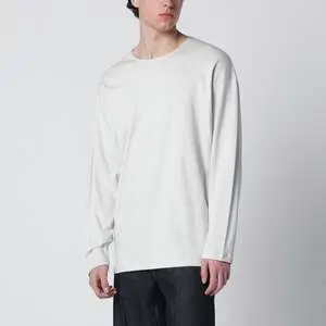 LEMAIRE Chalk-colored Cotton And Silk Interlock T-shirt - White