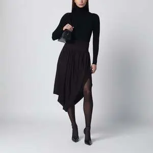 Alaïa Fluid Jersey Midi Skirt - Brown
