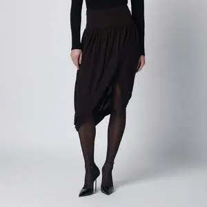 Alaïa Fluid Jersey Midi Skirt - Brown