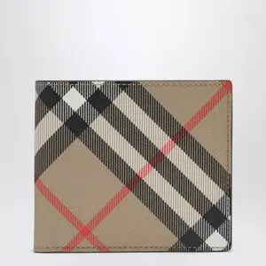 Burberry Check Pattern Folding Wallet - Beige