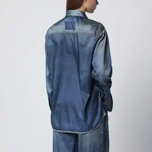GOLDEN GOOSE Oversized Patty Shirt With Denim Print - Blue