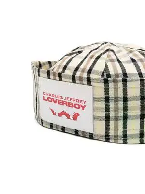 CHARLES JEFFREY Plaid Pattern Hat With Tie Detail