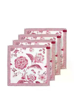 PIP STUDIO Floral-print Napkins - Red