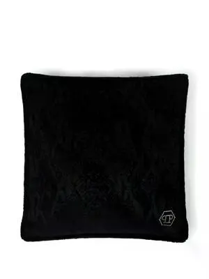 Philipp Plein Logo-detail Velvet Cushion - Black