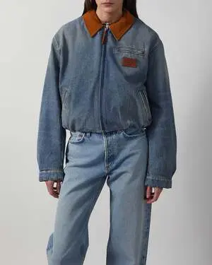 Acne Studios Denim Bomber Jacket - Mid Blue