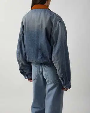 Acne Studios Denim Bomber Jacket - Mid Blue