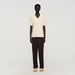 Sandro Stretch Knit Polo Shirt - Ecru