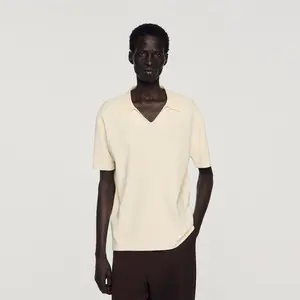 Sandro Stretch Knit Polo Shirt - Ecru