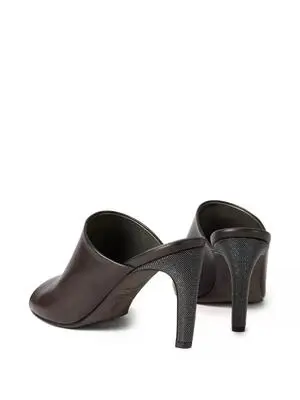 Brunello Cucinelli Monili-embellished Leather Heeled Mules
