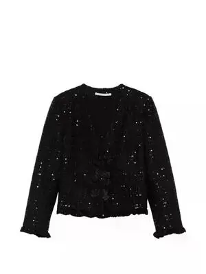 Alessandra Rich Sequinned Bow-embellished Jacket - Black