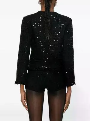 Alessandra Rich Sequinned Bow-embellished Jacket - Black