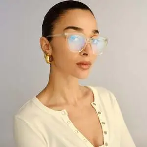 Le Specs Halfmoon Magic Crystal Clear Light Glasses - Blue