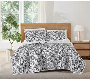 BROOKLYN LOOM Ava Floral King 3 Piece Quilt Set - One-color