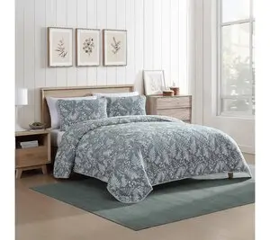 Eddie Bauer Fern Garden Green Cotton Twin Quilt Set - One-color