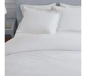 MARTHA STEWART Simple Scallop Solid Cotton Quee N Duvet Set
