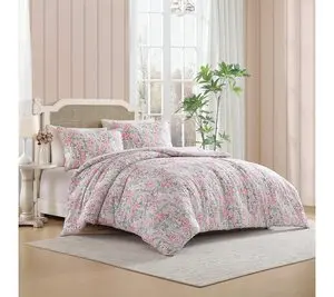 Laura Ashley Heather Garden Pink Cotton Twin Co Mforter Set - One-color